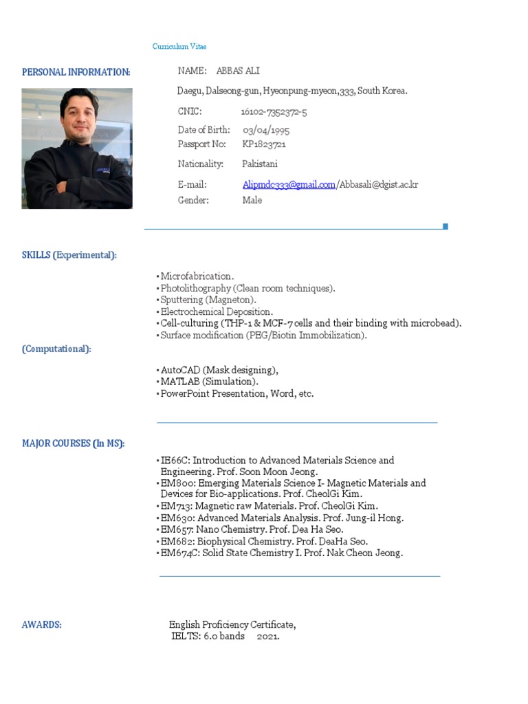 My CV | PDF | Materials Science | Chemistry