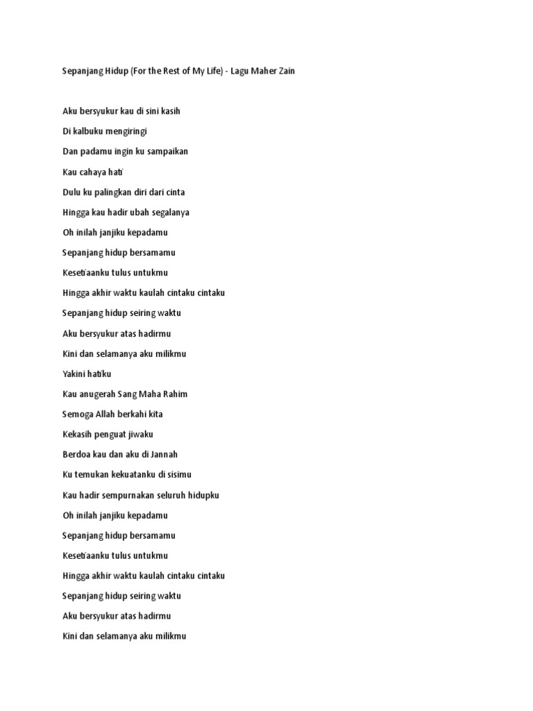 Sepanjang Hidup - Maher Zain | PDF