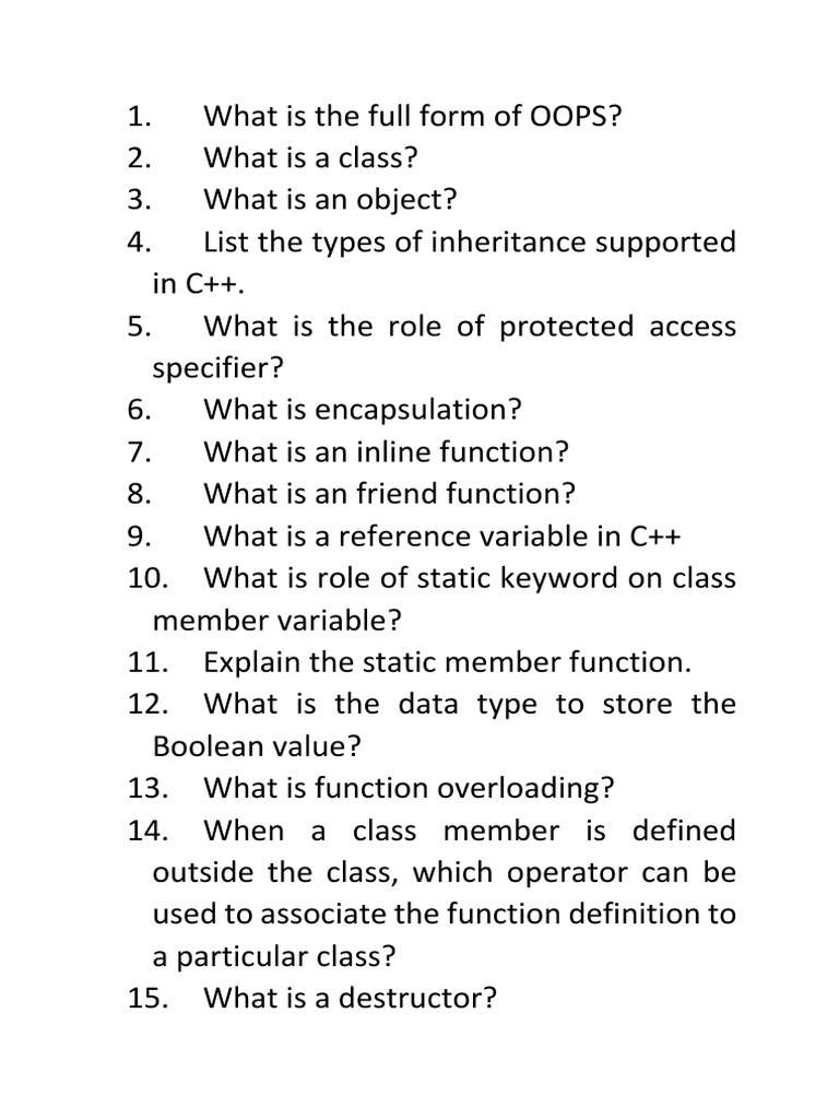 C++ Theory Quetions | PDF | Career & Growth | Computers
