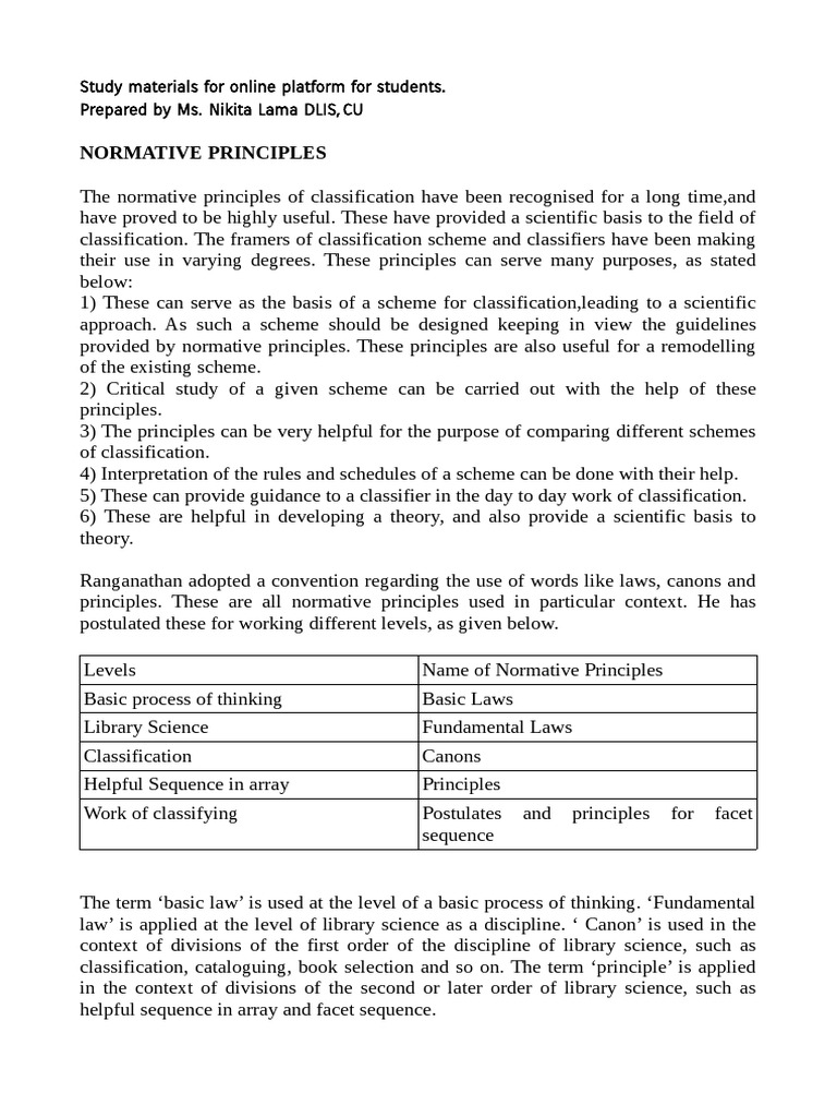 Normative Principles: Study Materials For Online Platform For Students ...