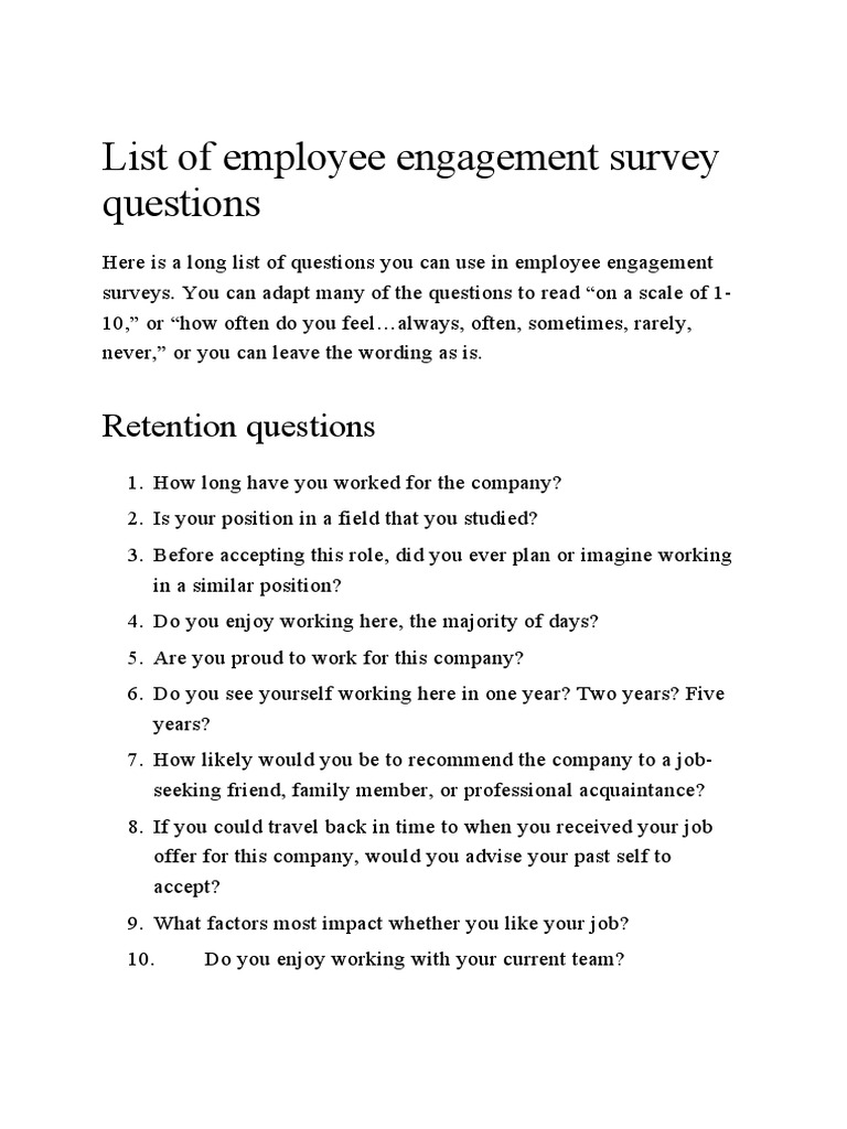 Employee Engagement Survey | PDF | Business | Self-Improvement