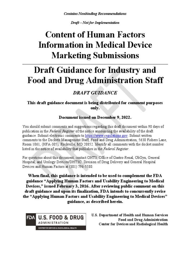 Guidance Human Factors Marketing | PDF | Federal Food | Food And Drug ...