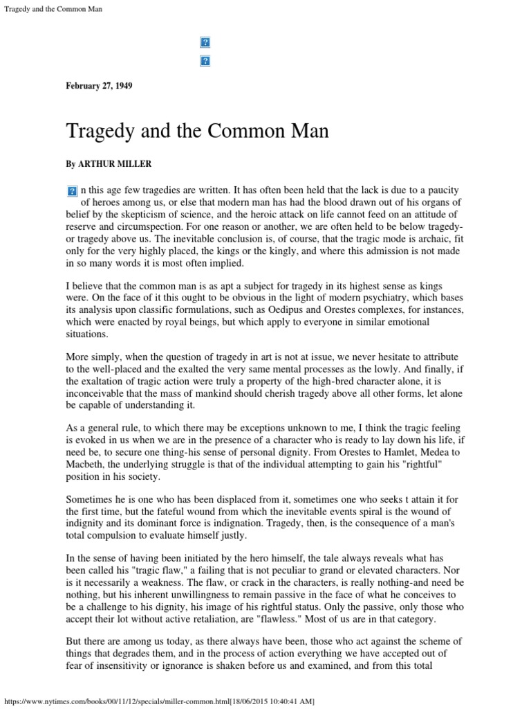 Tragedy and The Common Man | PDF | Tragedy | Pessimism