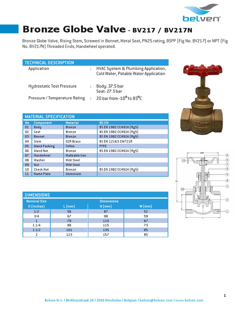 BV217 Bronze Globe Valve | PDF