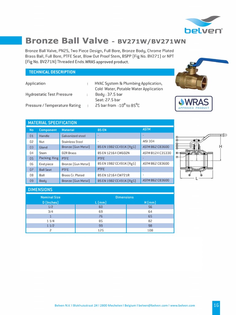 BV271W Bronze Ball Valve | PDF