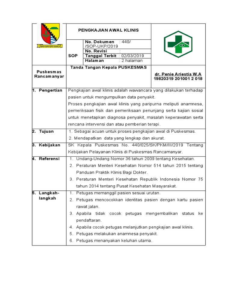 7.2.1.1. Pengkajian Awal Klinis | PDF | Pengembangan Diri | Kesehatan Holistik