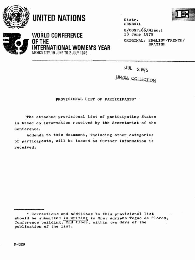 E Conf.66 Misc.1-En | PDF