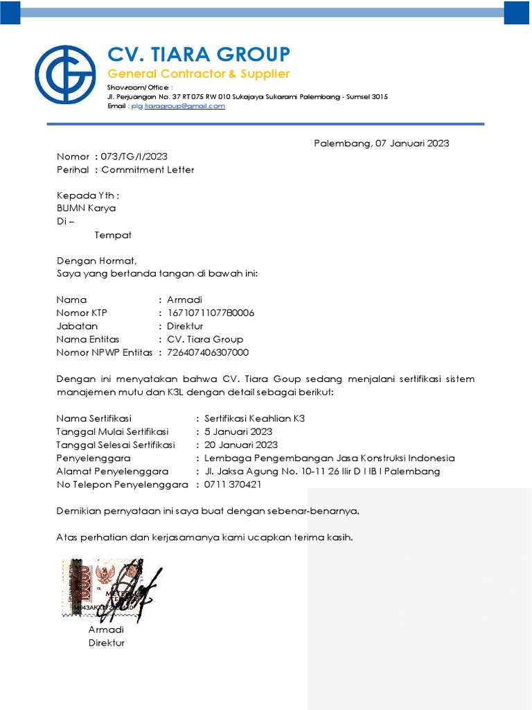 Comitment Letter | PDF