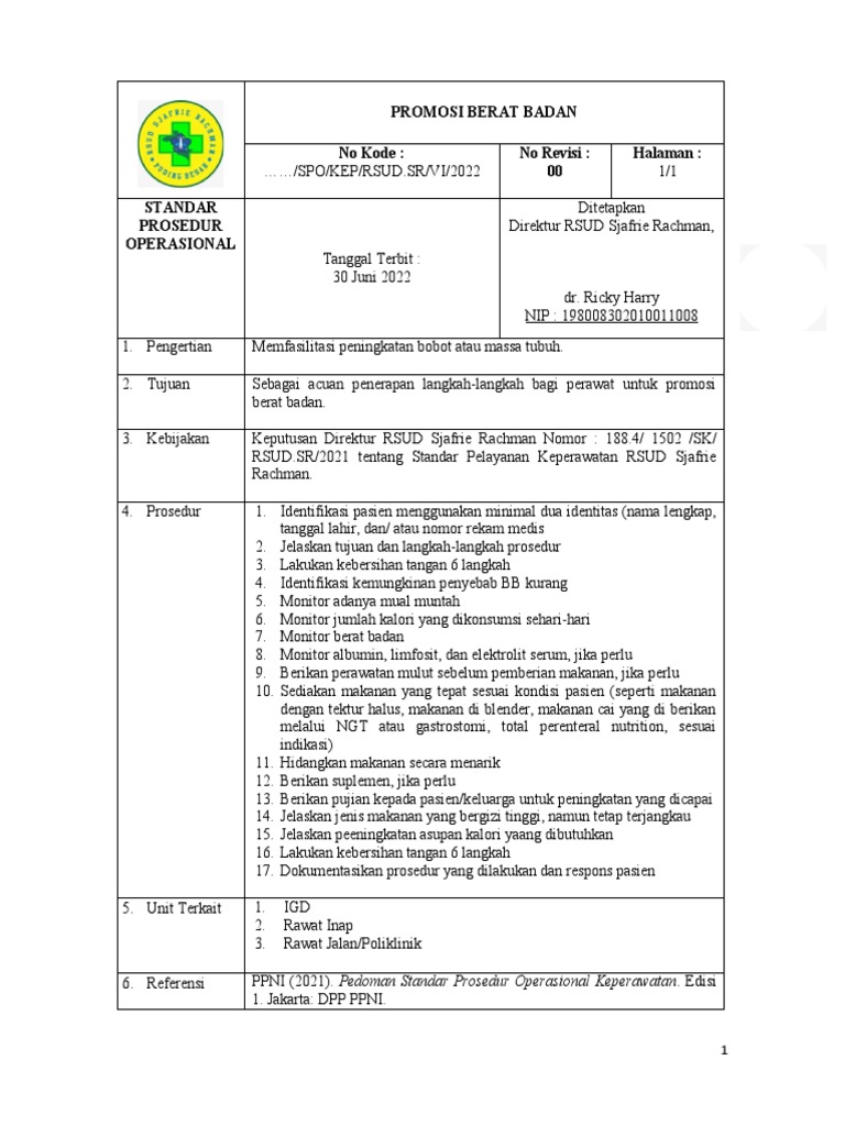 SPO Promosi Berat Badan | PDF