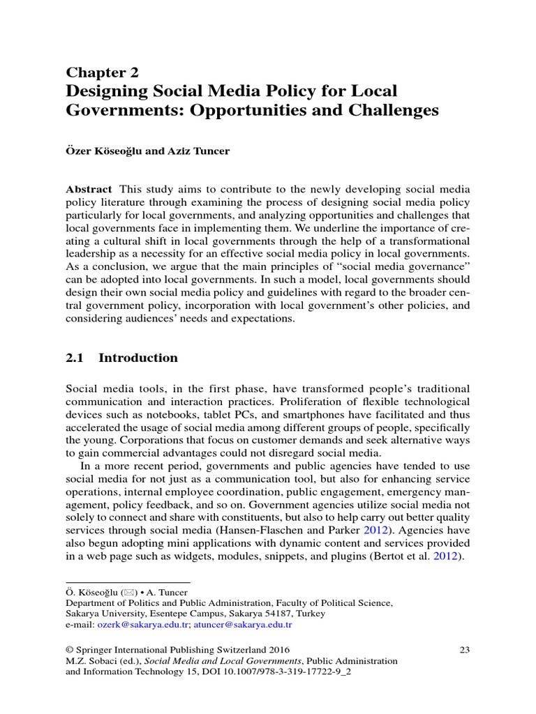 Designing Social Media Policy For Local Governments: Opportunities and ...