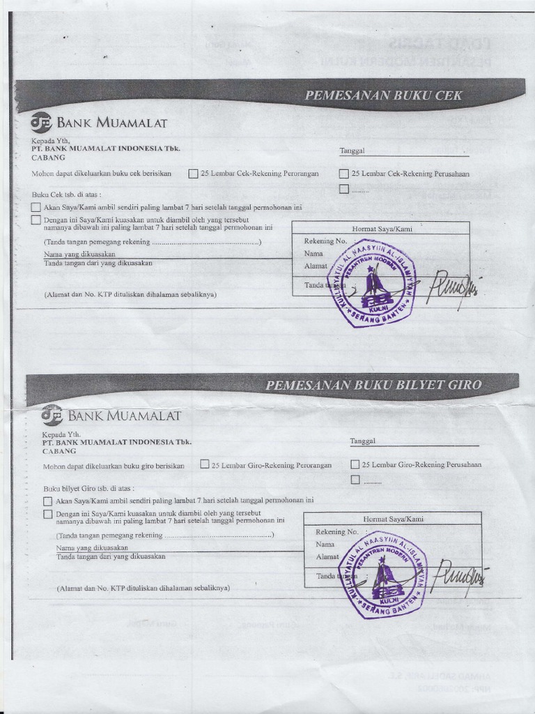 Pemesanan Buku Cek | PDF