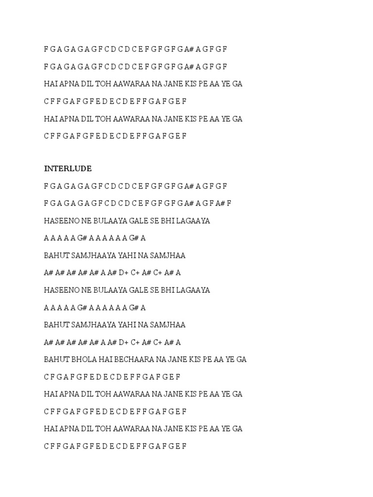Hai Apna Dil To Awara Lyrics | PDF