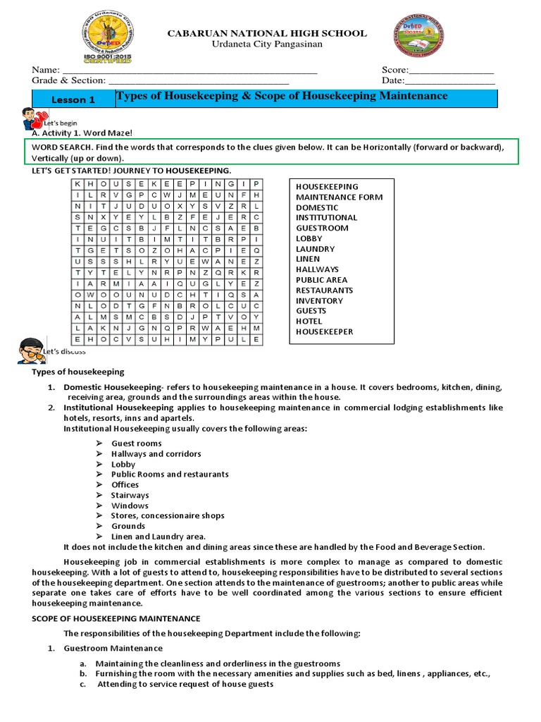 Housekeeping Marslo | Download Free PDF | Housekeeping | Restaurants