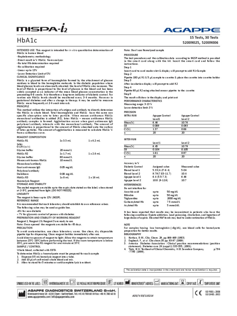 Mispa i2HbA1c1 | PDF | Glycated Hemoglobin | Clinical Medicine