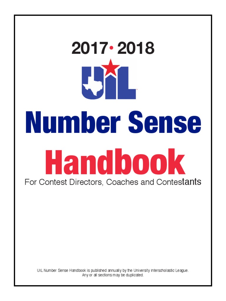 UIL Number Sense Contest Handbook 2017-2018 | PDF