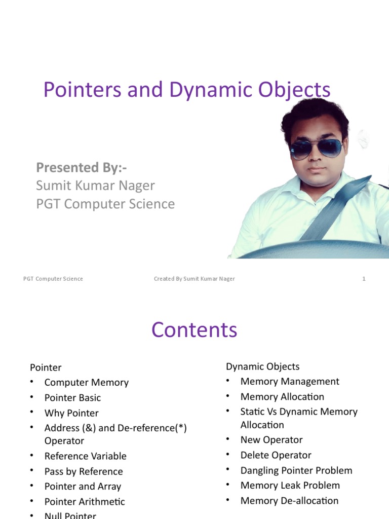 Pointers Pointers And Dynamic Objects By Sumit Kumar Nager Pdf Pointer Computer Programming