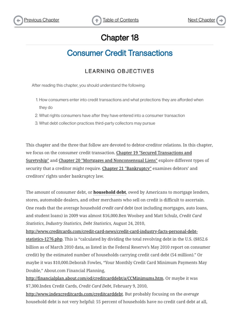 Consumer Credit Transactions Explained | PDF | Credit | Finance & Money ...