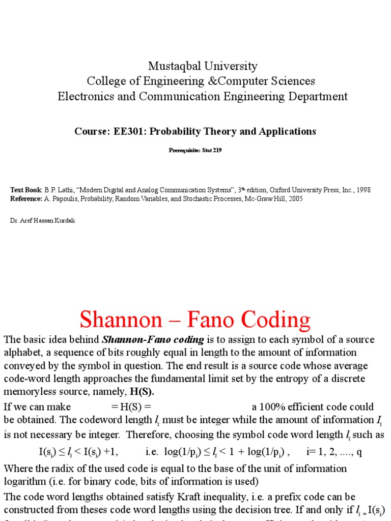 Information Theory and Coding - Chapter 3 | PDF | Statistical Theory ...