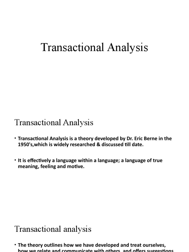 Understanding Communication Through Transactional Analysis An Introduction To Ego States