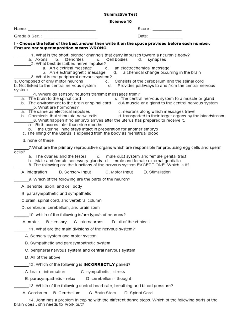 Summative Test Module 1 g10 3rdqtr | PDF | Menstrual Cycle ...