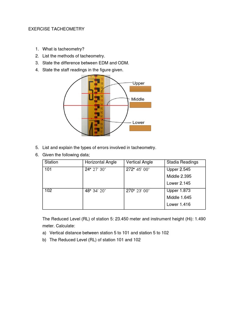 Exercise Tacheometry | PDF