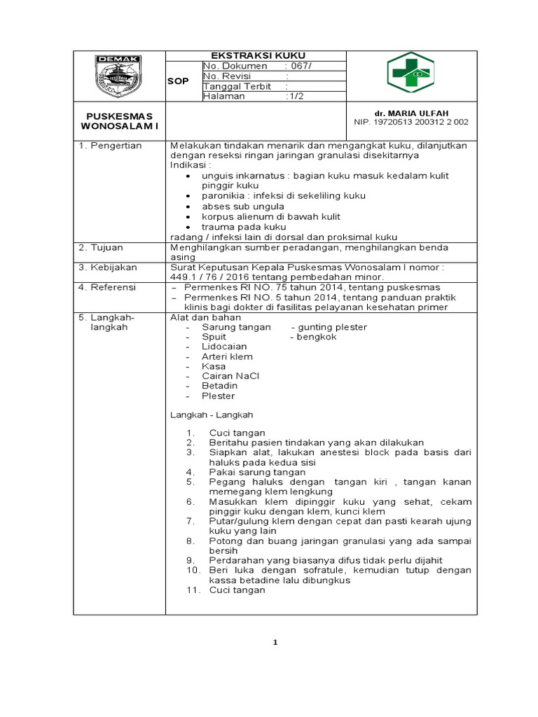 Sop Ekstraksi Kuku | PDF