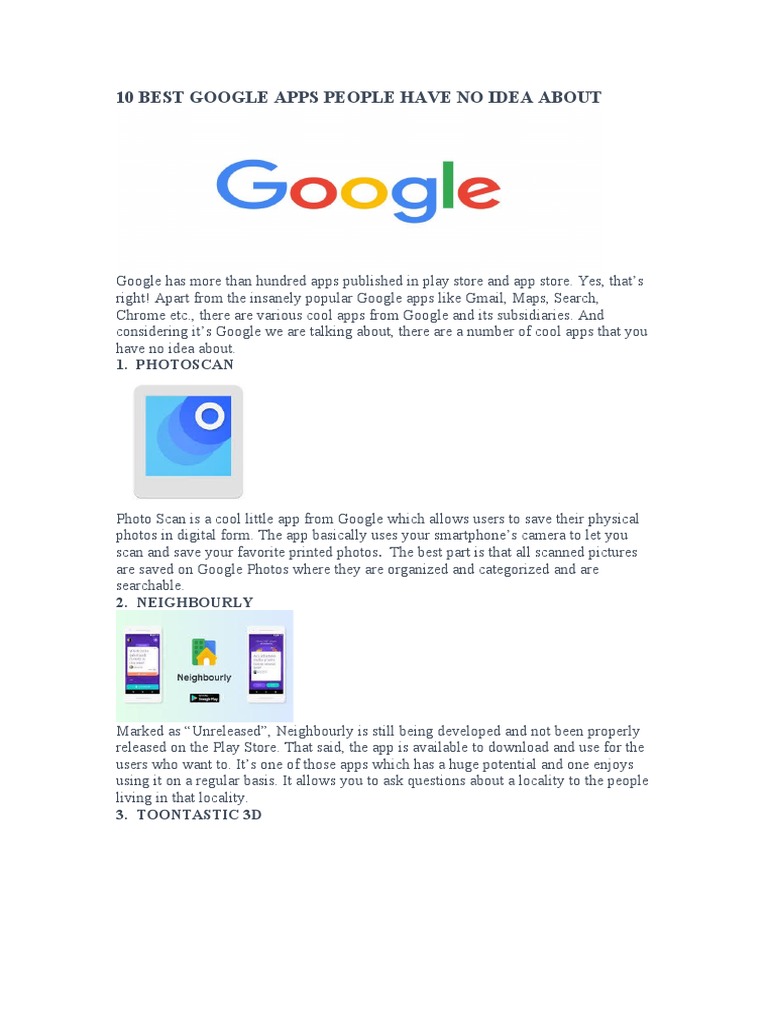 10 Best Google Apps People Have No Idea About | PDF | Computing | Software