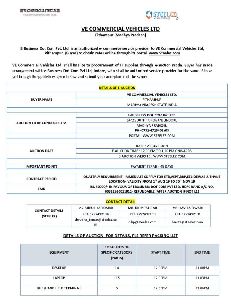 VE Commercial Vehicles E-Auction | PDF | Auction | Business