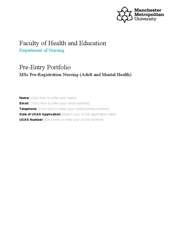 MSc Nursing Pre-Entry Portfolio Guide | PDF | Nursing | Health Care