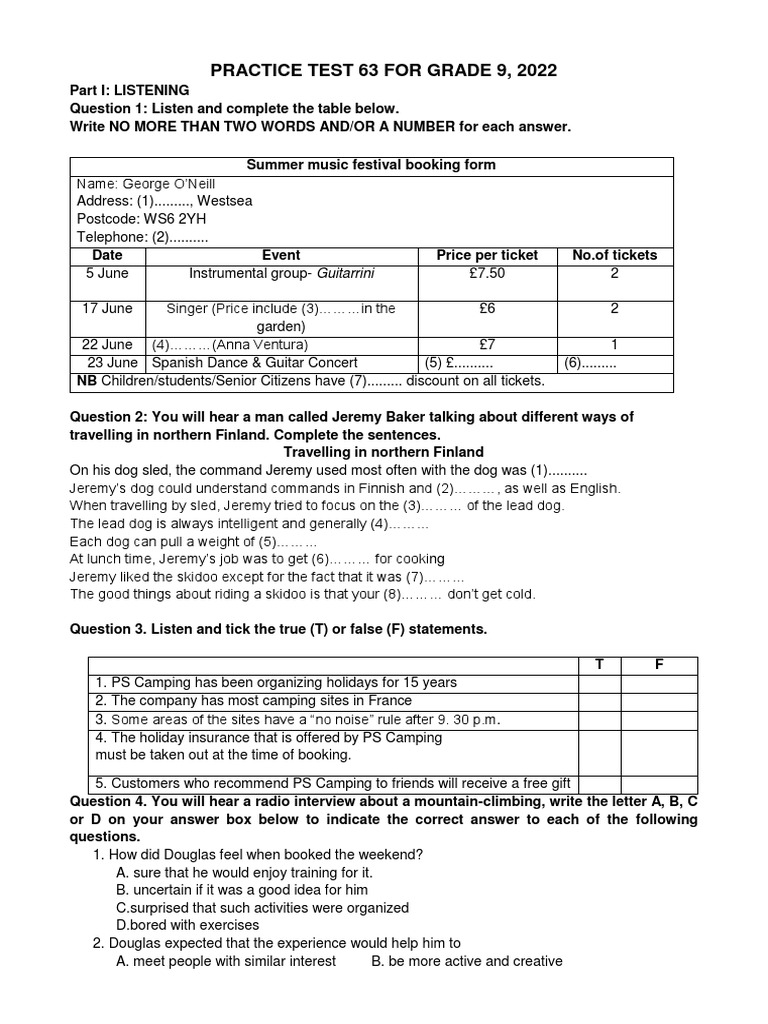Practice Test 63 For Grade 9 | PDF | Energy Development | Vegetarianism