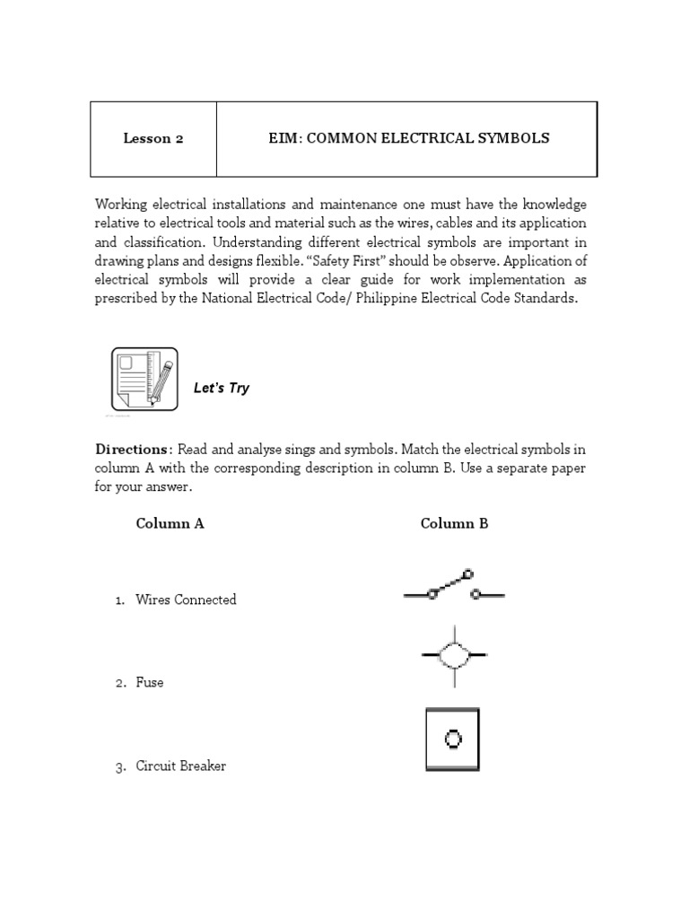 Lesson 2 in Eim 10 | PDF | Electrical Wiring | Fuse (Electrical)