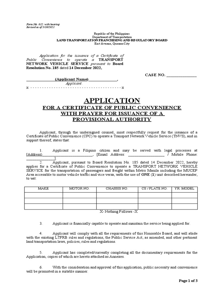 Updated Application - New CPC | PDF | Government