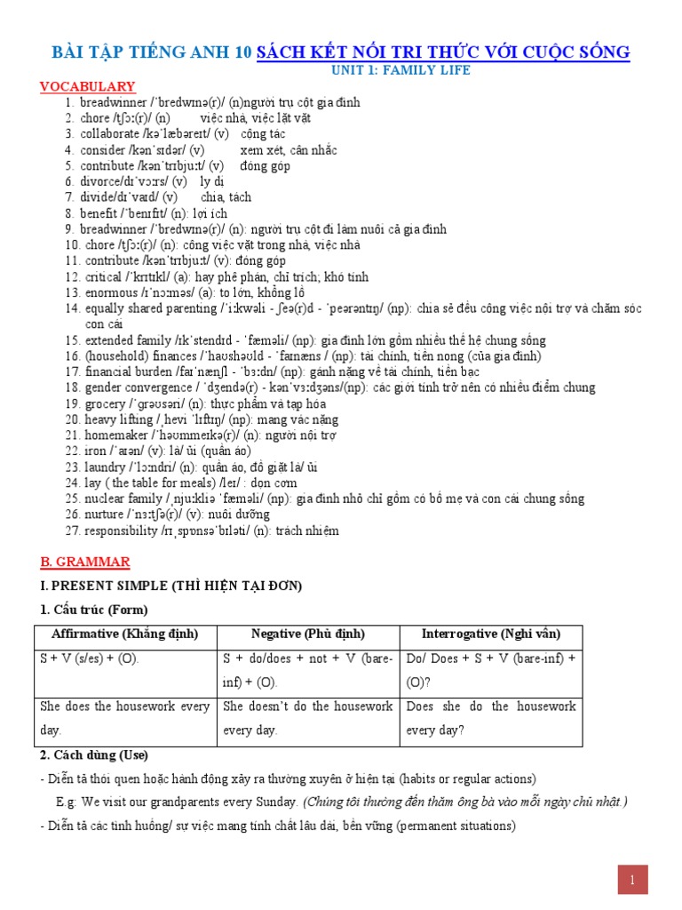 Bai Tap Tieng Anh 10 Sach Ket Noi Tri Thuc Ca Nam | PDF