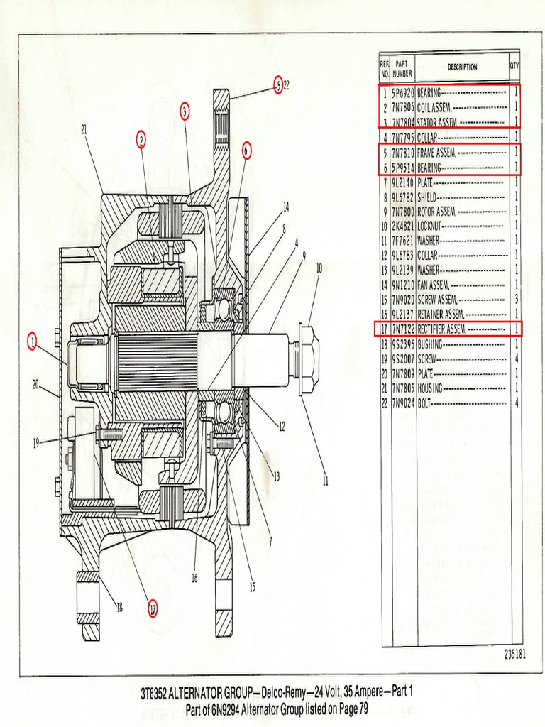 Charging Alternator, 24V, 35A - 3T6352 | PDF