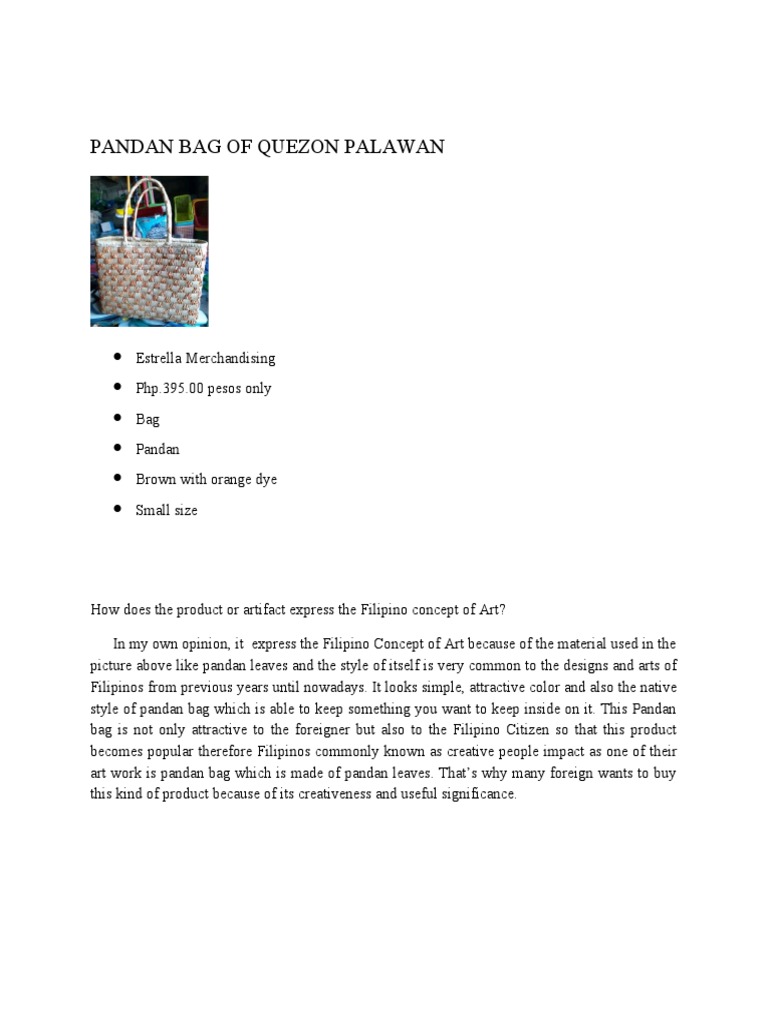 Pandan Bags: Filipino Craftsmanship | PDF