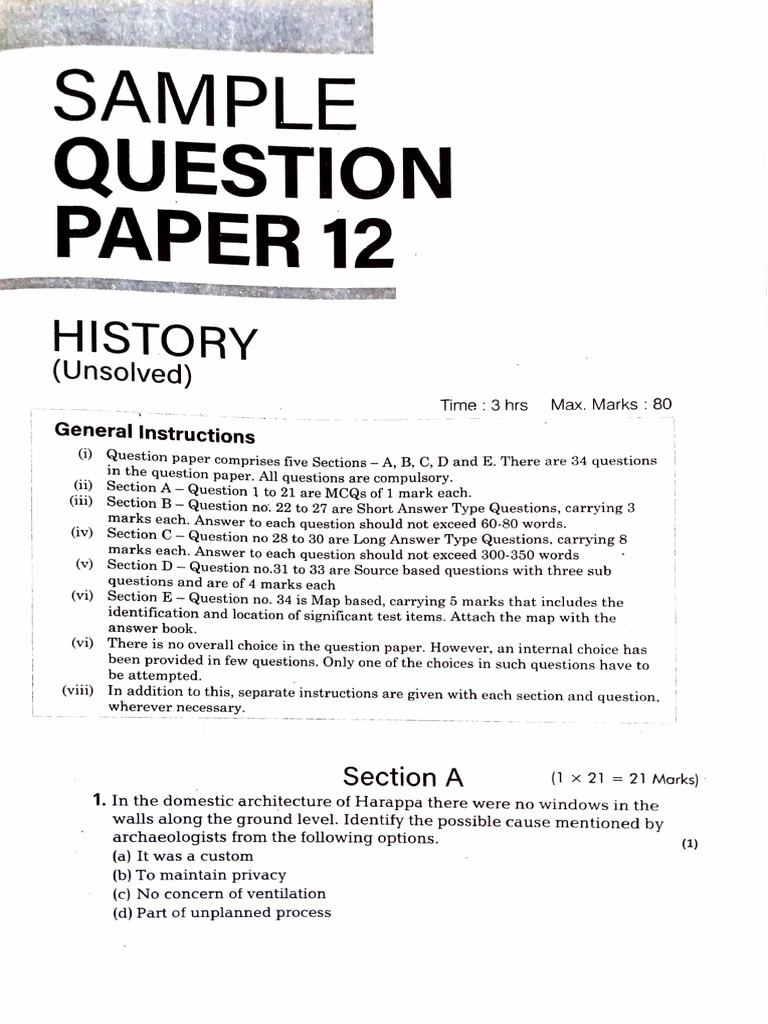 Unsolved Sample Paper 2 | PDF