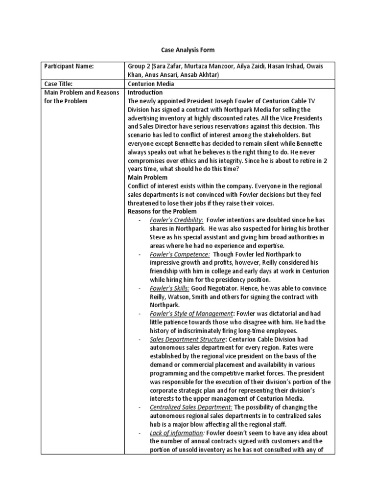 Case Analysis Assignment 4 - Centurion Media | PDF | Sales | Inventory