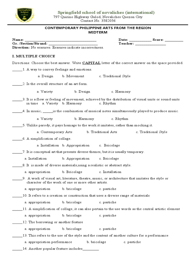Contemporary Arts Midterm. 1 | PDF | Composition (Visual Arts) | Cognition