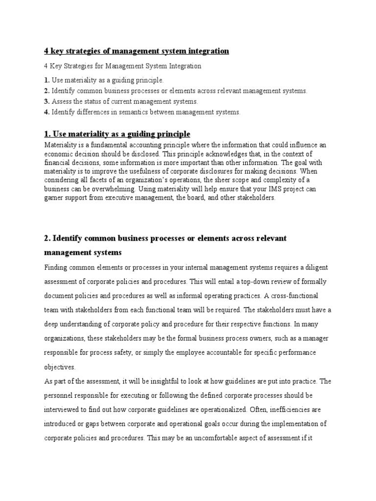 4 Key Strategies of Management System Integration | PDF | Risk | Hazards