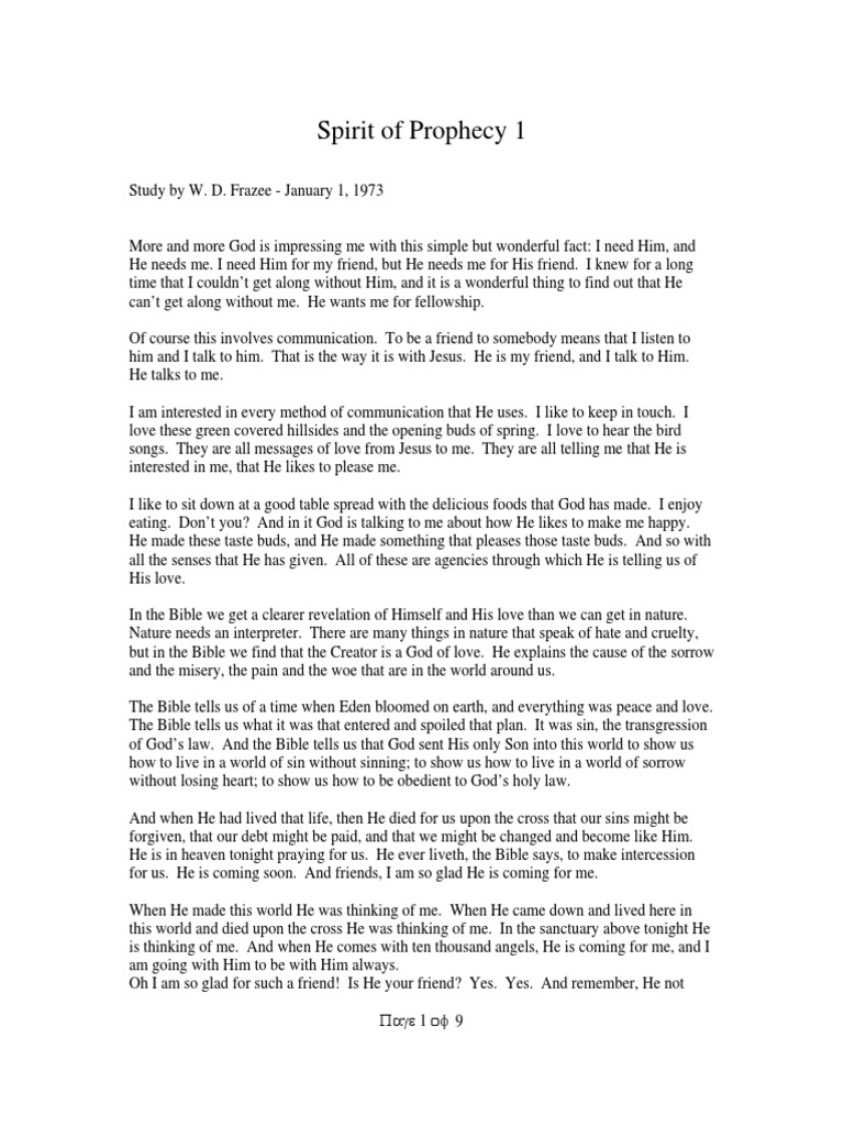 W.D Frazee On Spirit - of - Prophecy | PDF | Prophet | Prophecy