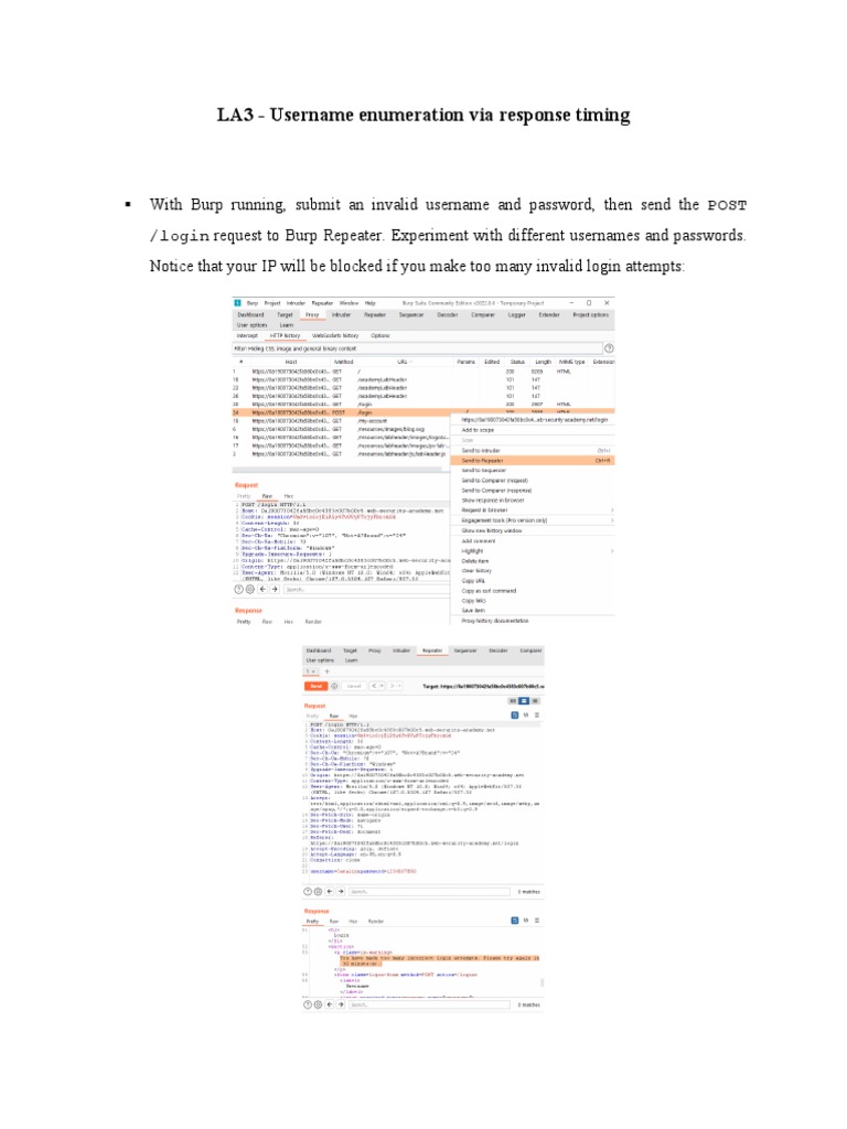 LA3 Username Enumeration Via Response Timing | PDF
