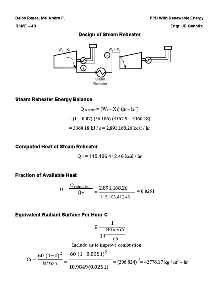 Steam Reheater and Deaerator Design | PDF | Quantity | Physical Quantities
