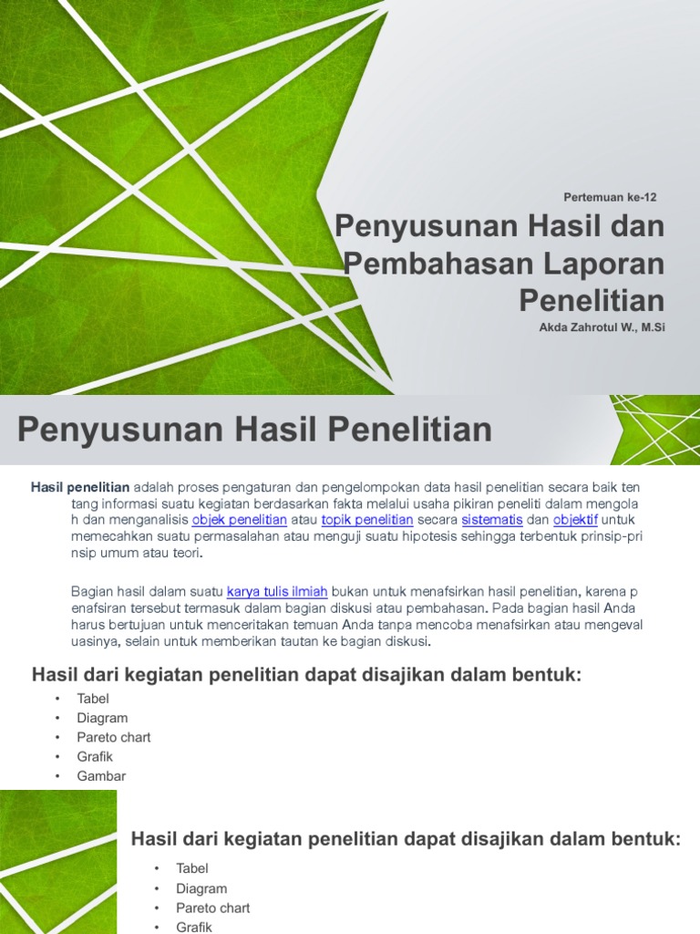 P12 - Hasil Dan Pembahasan Laporan Penelitian | PDF