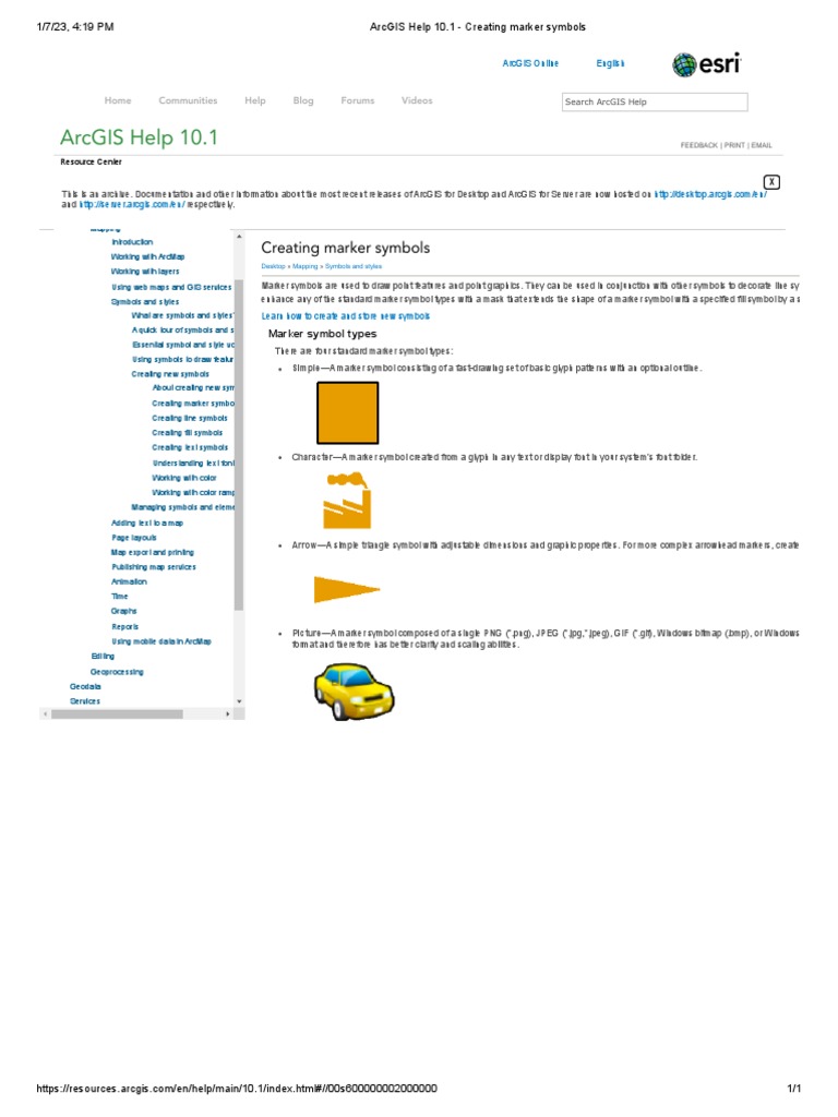 ArcGIS Help 10.1 - Creating Marker Symbols | PDF | Arc Gis | Digital ...