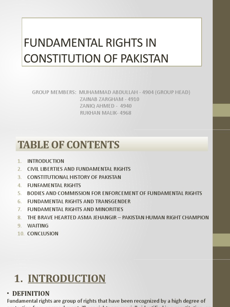 FUNDAMENTAL RIGHTS IN CONSTITUTION OF PAKISTAN Full F | PDF | Civil ...