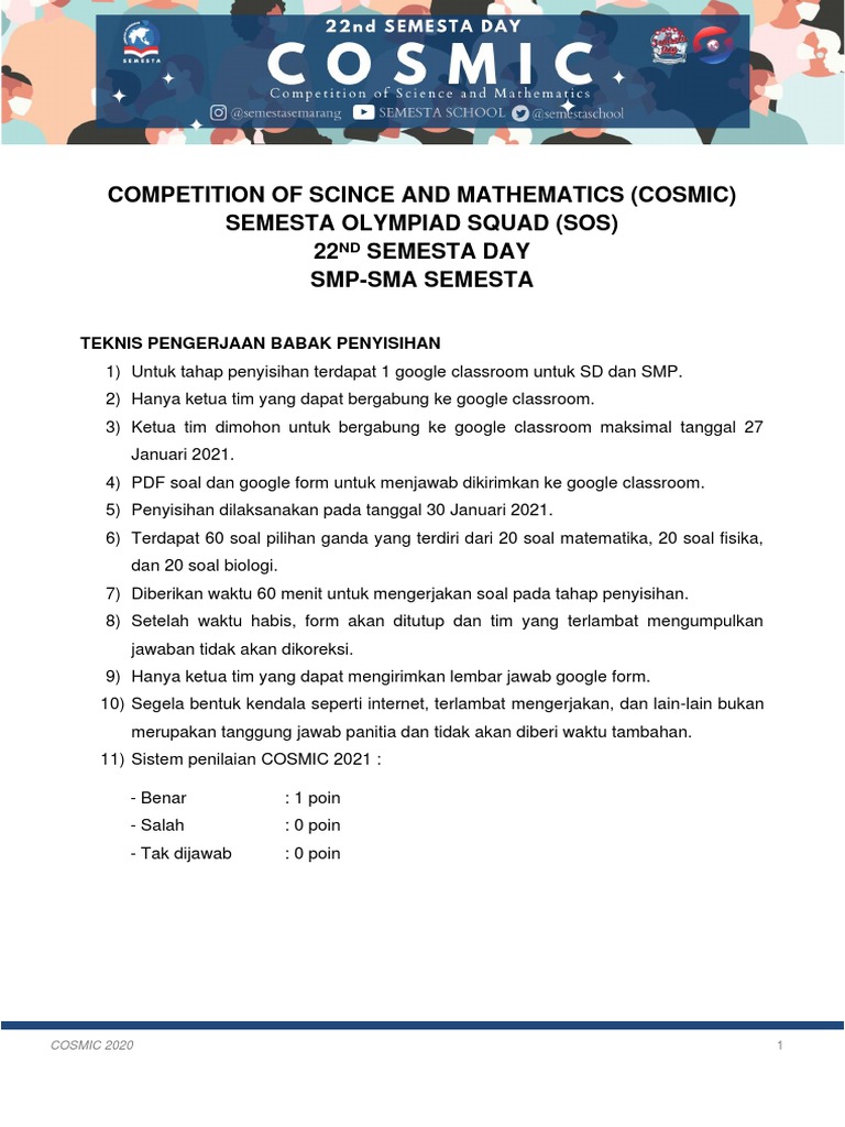 Soal Penyisihan Cosmic SD 2021 | PDF