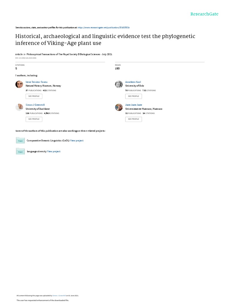 Historical Archaeological and Linguistic Evidence | PDF | Human ...