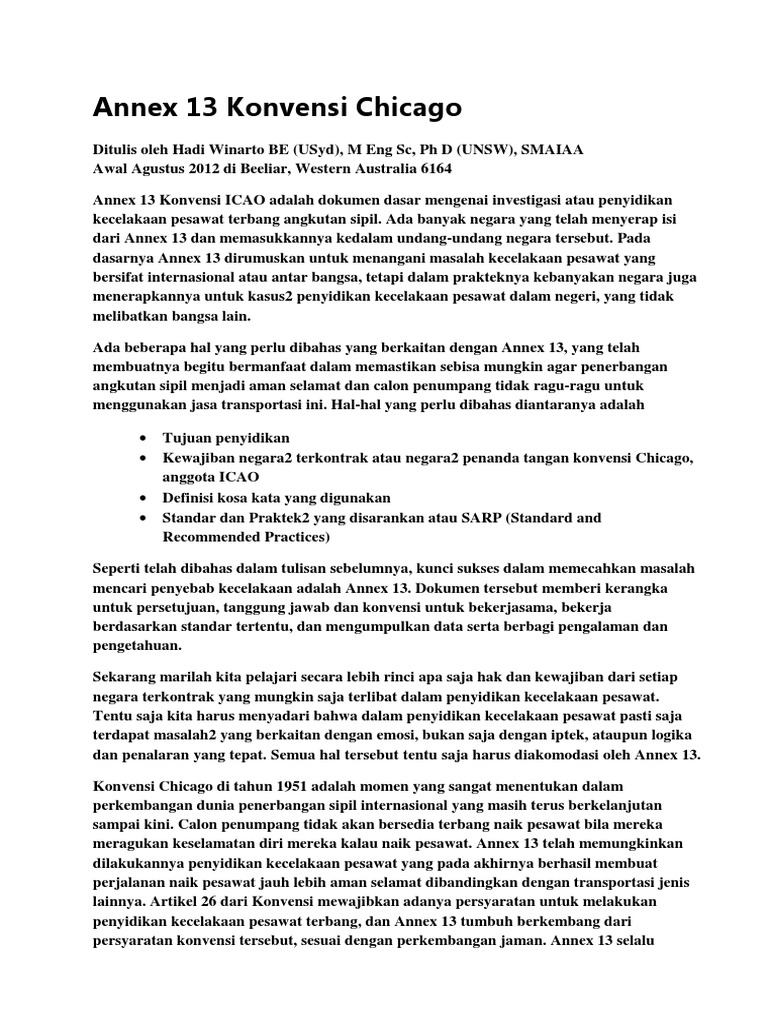 KT - Bab 2. Annex 13 Dari Konvensi Chicago | PDF