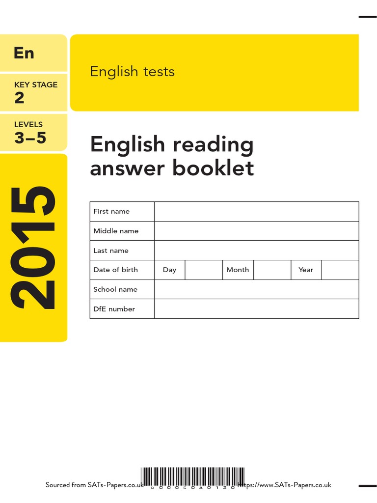 ks2 English 2015 Reading Answer Booklet | PDF | Question | Coccinellidae
