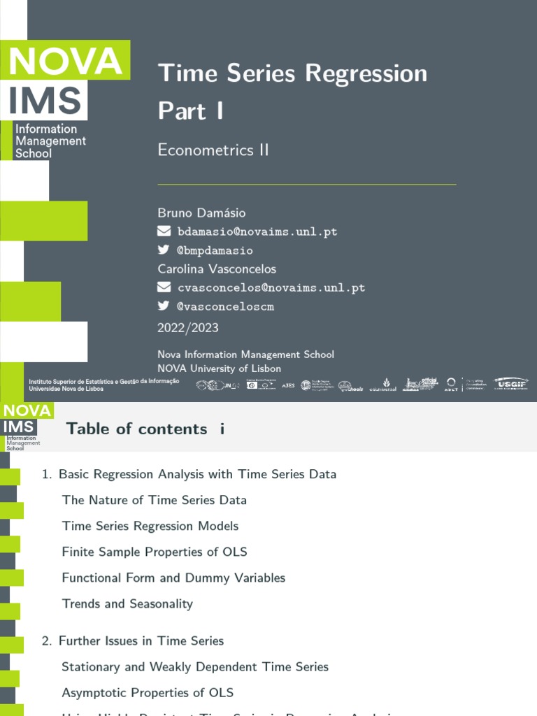 2 Time Series Regression Pt 1 Pdf Stationary Process Ordinary